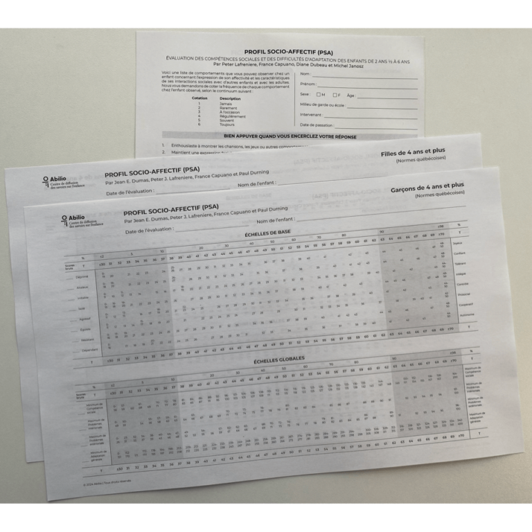 Questionnaires PSA et échelles de cotation pour enfants de 4 ANS ET ... Questionnaires PSA et échelles de cotation pour enfants de 4 ANS ET ...
